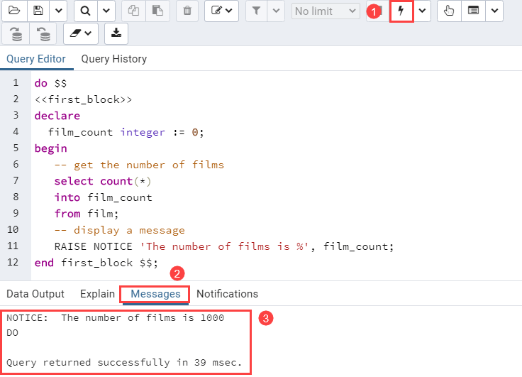PL pgSQL Block Structure